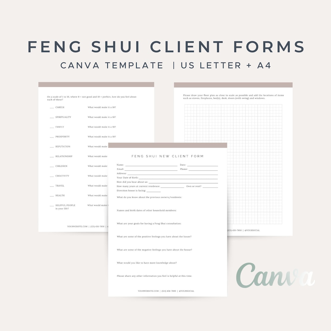 Feng Shui New Client Forms - Canva Template - Etsy