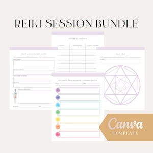 Reiki Session Forms Bundle, Client Intake, Chakra Guide (PDF & Canva ...