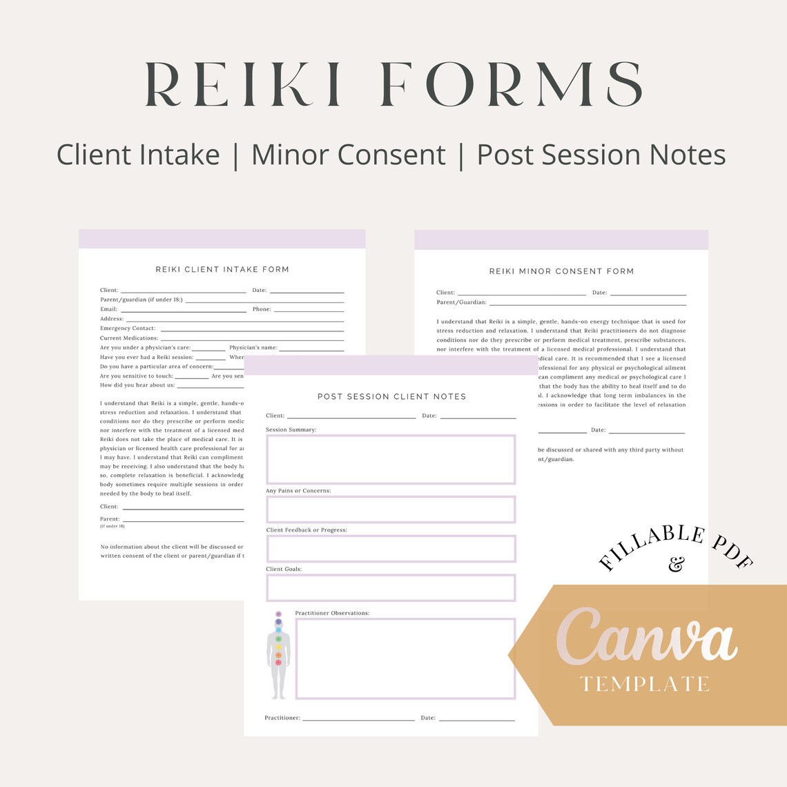 Reiki Business Form Bundle Set of 16 Forms and Printables - Etsy