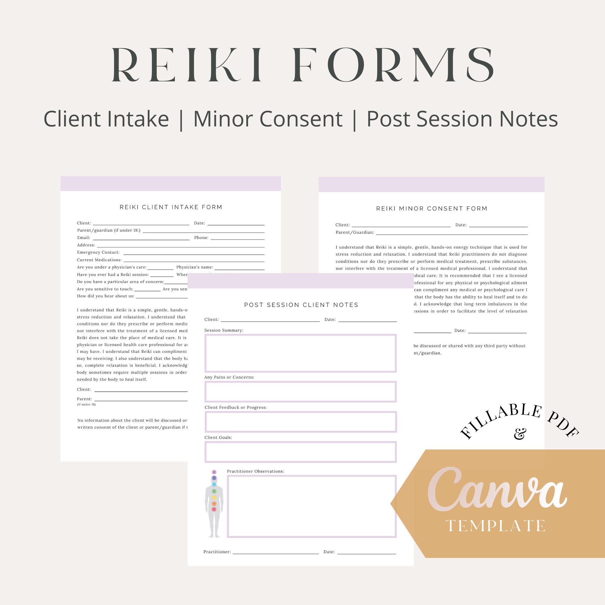 Reiki Business Form Bundle Set of 16 Forms and Printables - Etsy