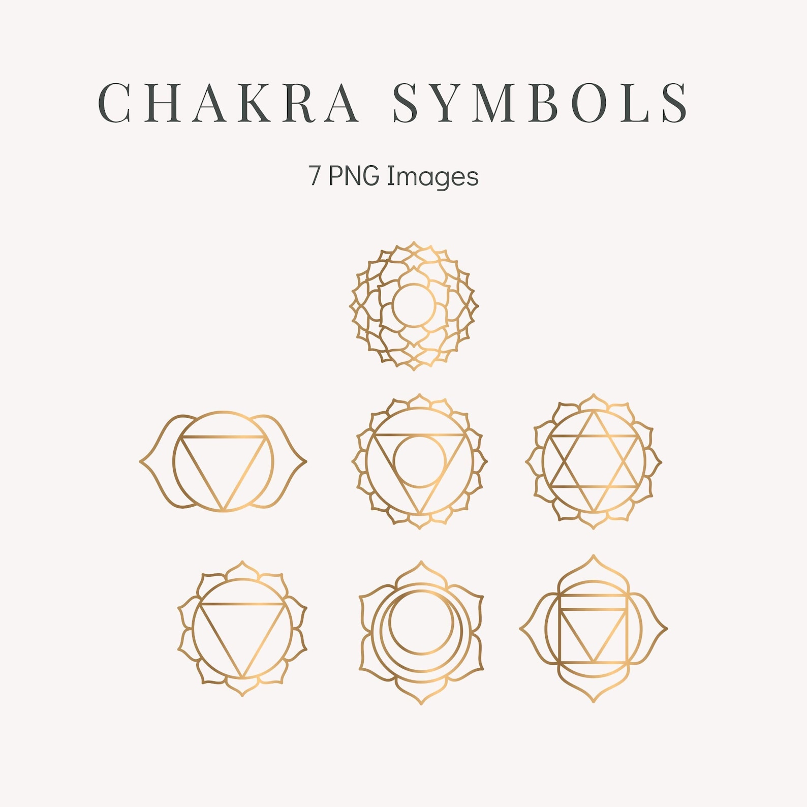 Gold Chakra Symbols - Gold Chakra Clipart - Gold Chakra PNG - Etsy