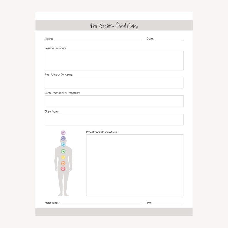 Reiki Post-session Client Form | Etsy