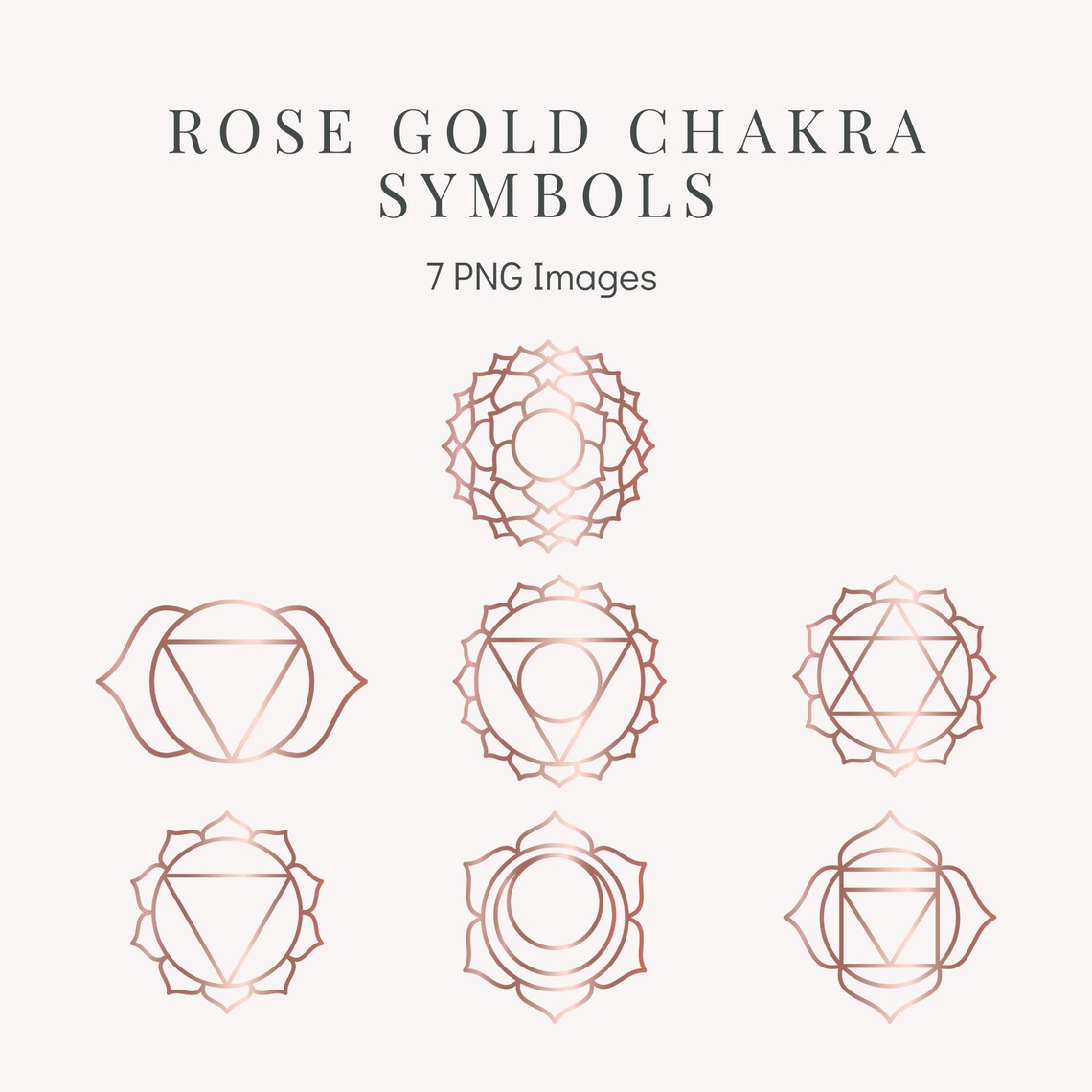 Rose Gold Chakra Symbols - Rose Gold Chakra Clipart - Rose Gold Chakra ...