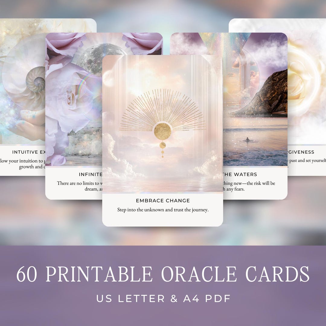 Printable Oracle Cards, 60 Printable Tarot Cards, Downloadable Oracle ...