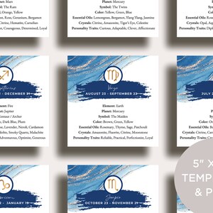Zodiac Card Set - Printable PDF & Canva Template, Printable Zodiac ...
