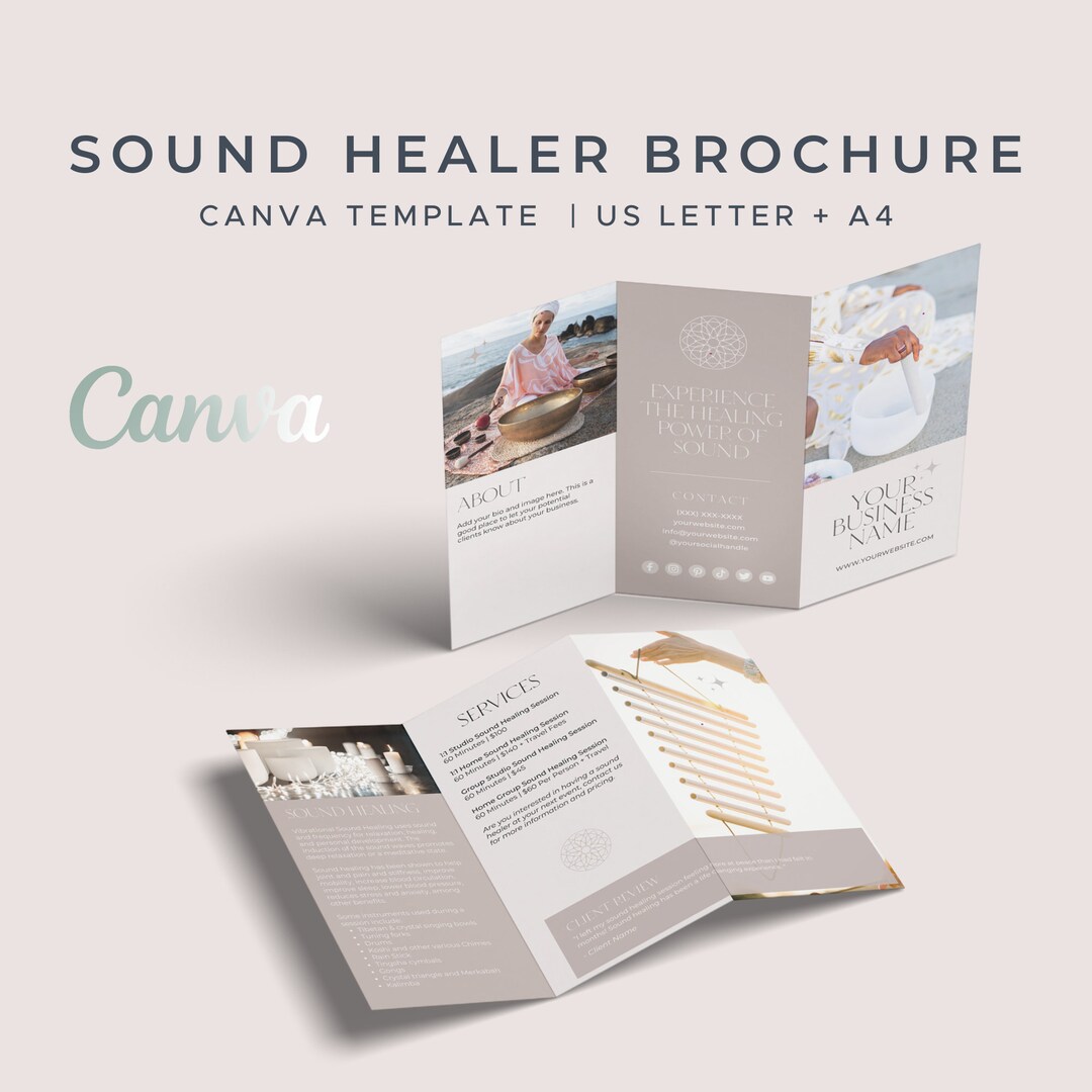 Sound Healer Brochure - Canva Brochure Template - Etsy