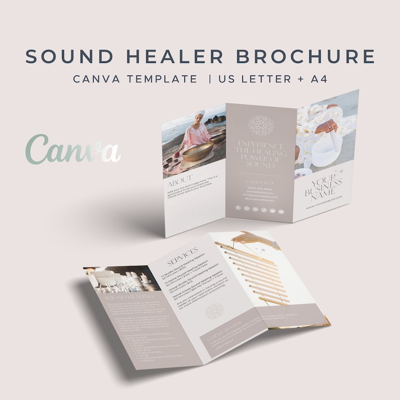 Sound Healer Brochure - Canva Brochure Template - Etsy