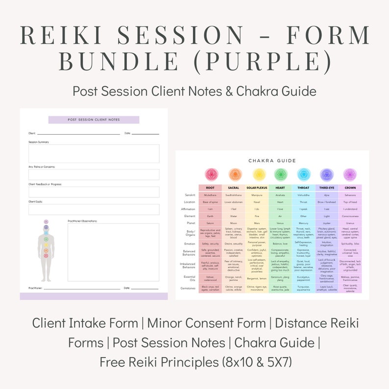 Reiki Session Form Bundle Reiki Intake Form Distant Reiki | Etsy UK