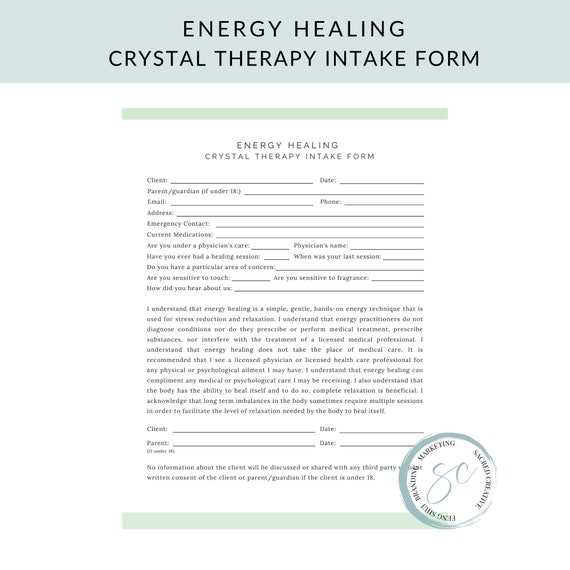 Energy Healing Crystal Therapy Intake Form | Etsy