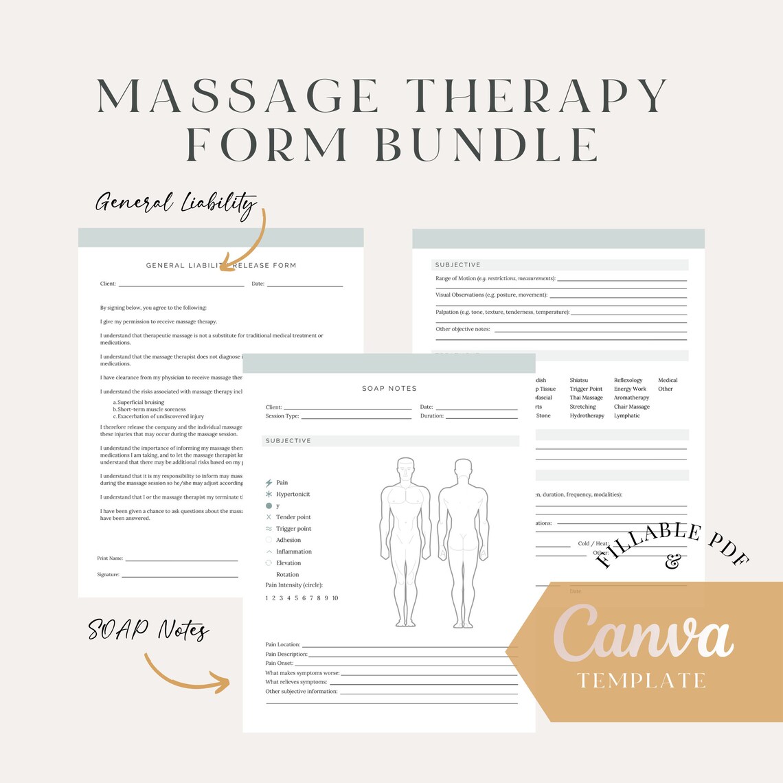 Massage Therapy Business Form Bundle, Massage Therapy Intake Forms ...