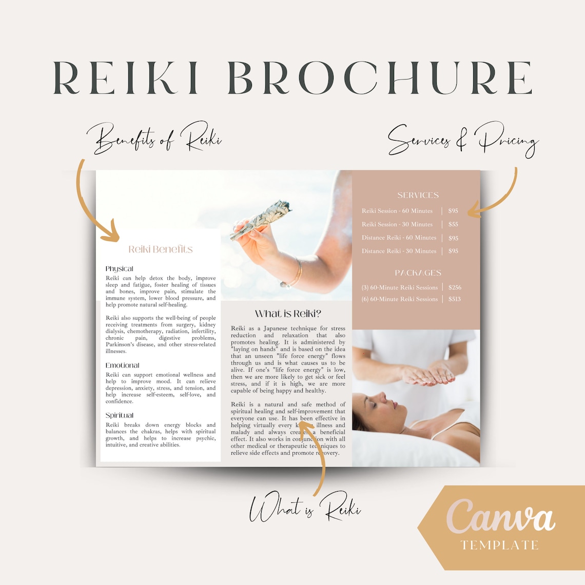 Reiki Brochure Natural Theme Canva Reiki Brochure - Etsy