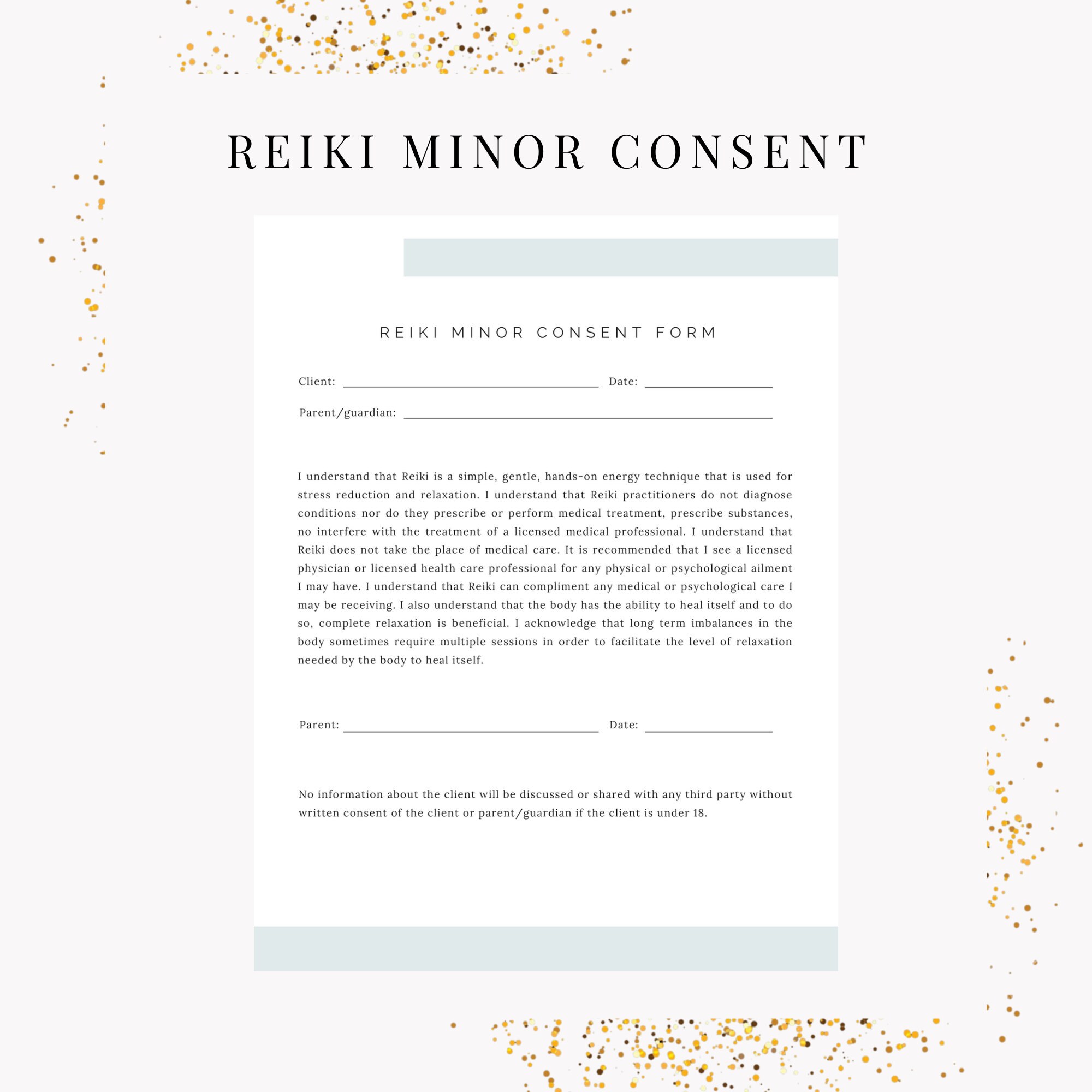 Reiki Minor Consent Printable Form - Etsy