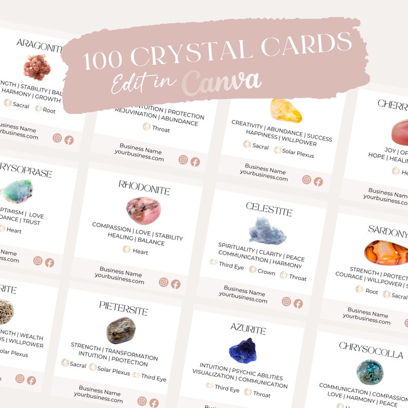 Crystal Cards Canva Template Crystal Cards - Etsy