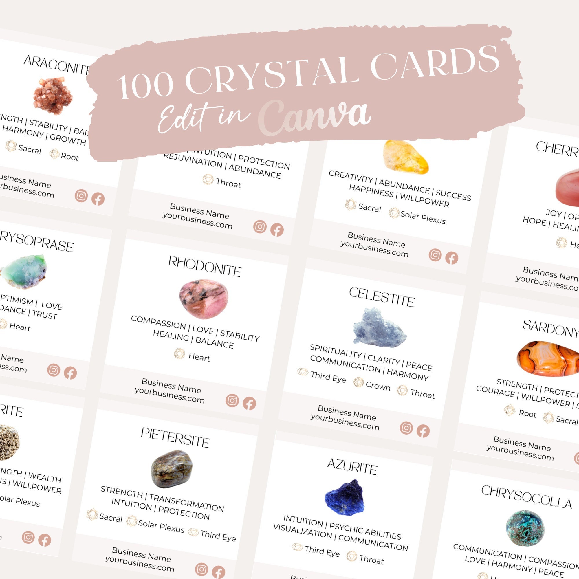 Crystal Cards Canva Template Crystal Cards - Etsy