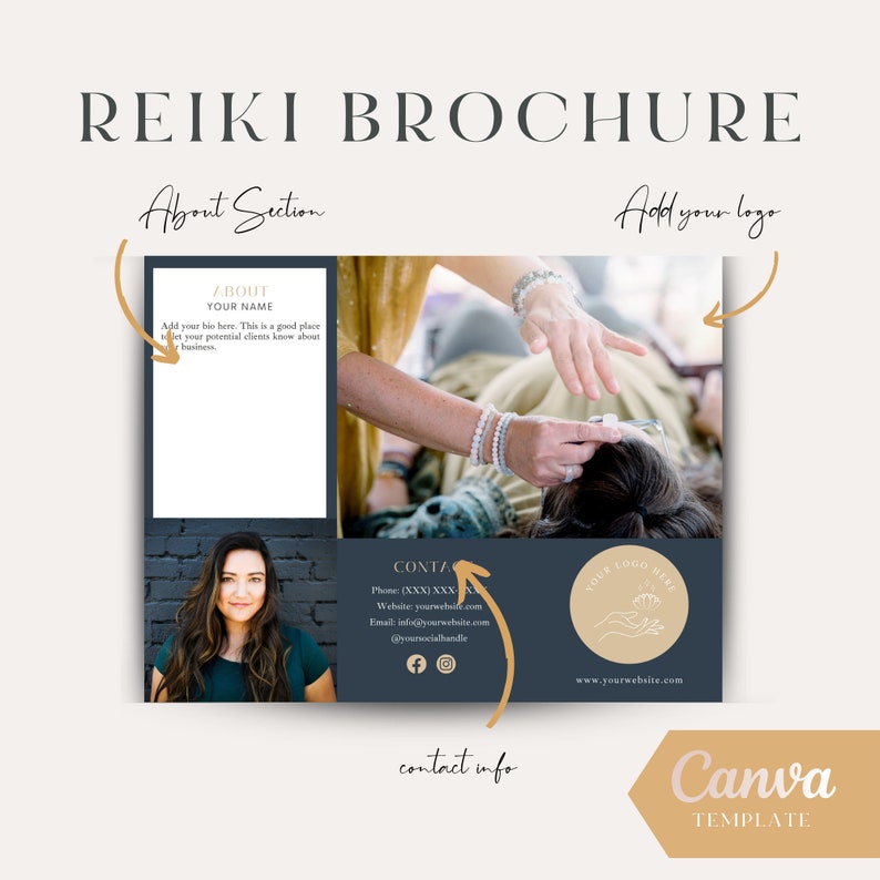 Reiki Healing Brochure - Canva Reiki Brochure - Etsy