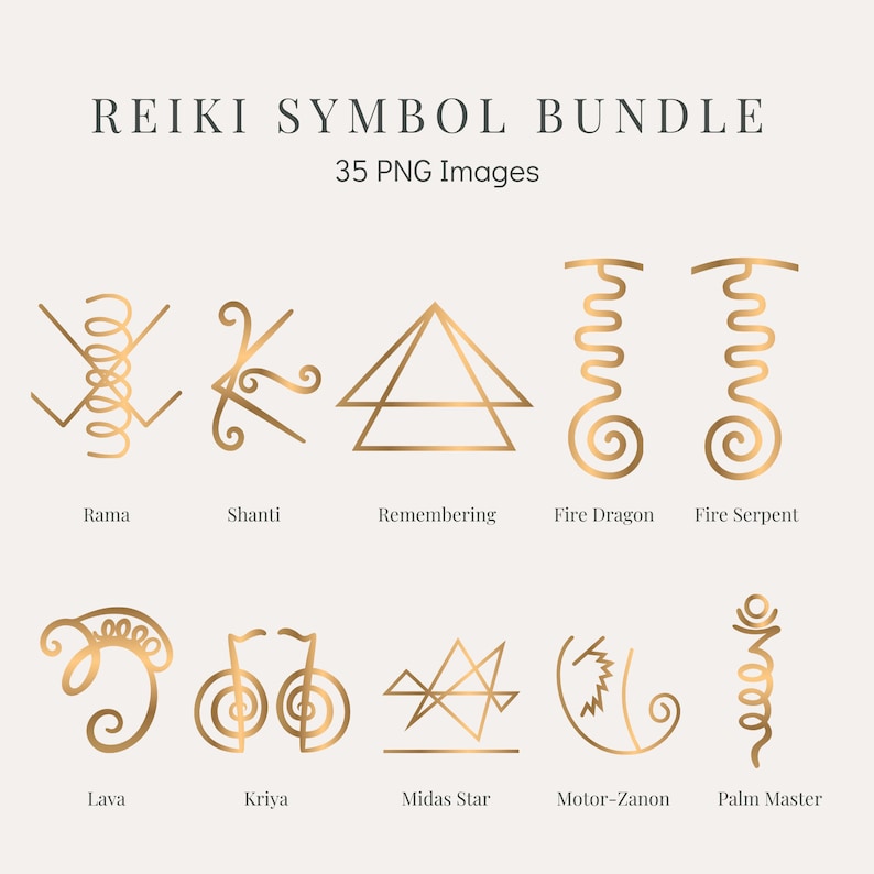 Gold Reiki Symbols – 35 PNG Clipart, Transparent Background (digital ...