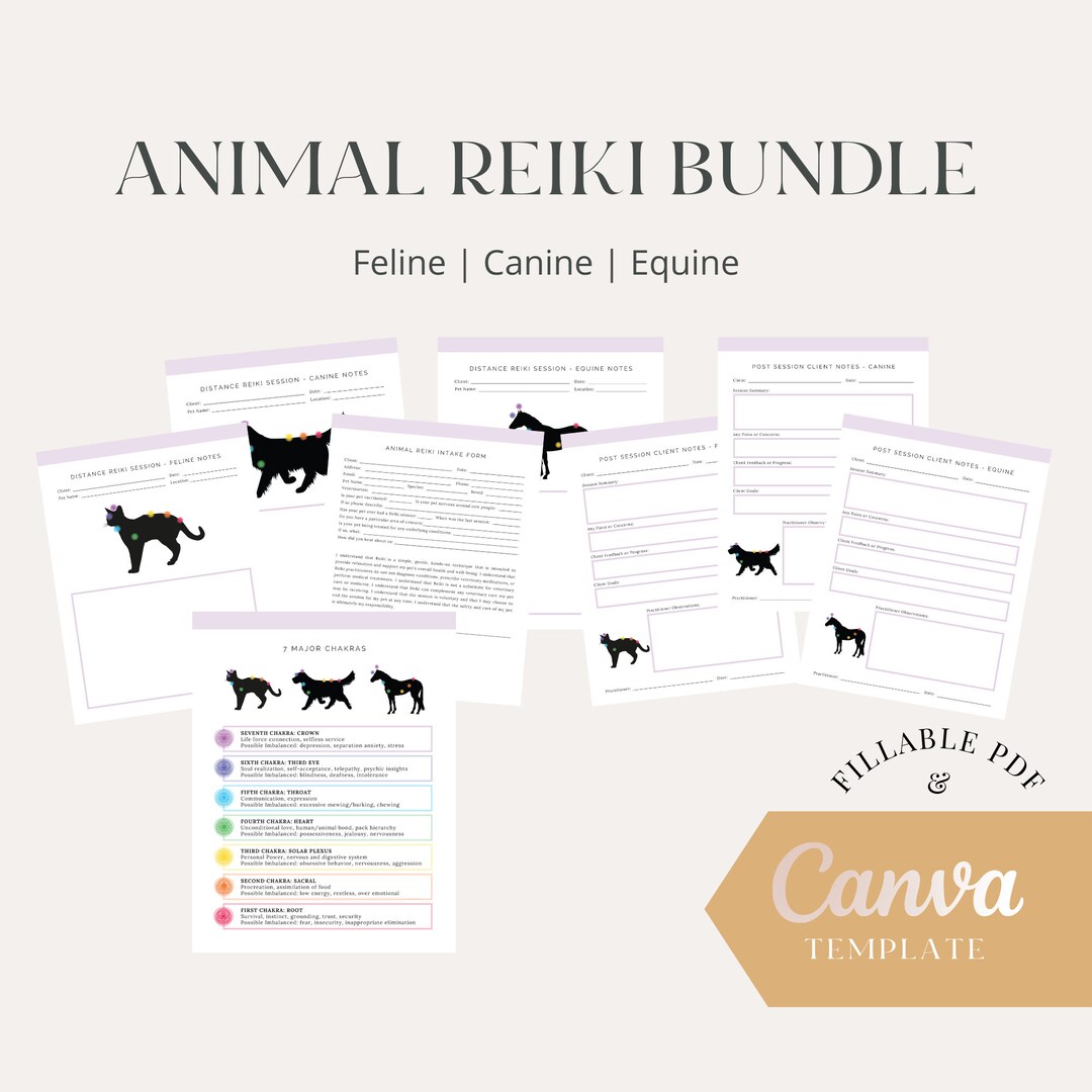 Pet Reiki Session Form Bundle - Animal Reiki Session Form Bundle - Etsy