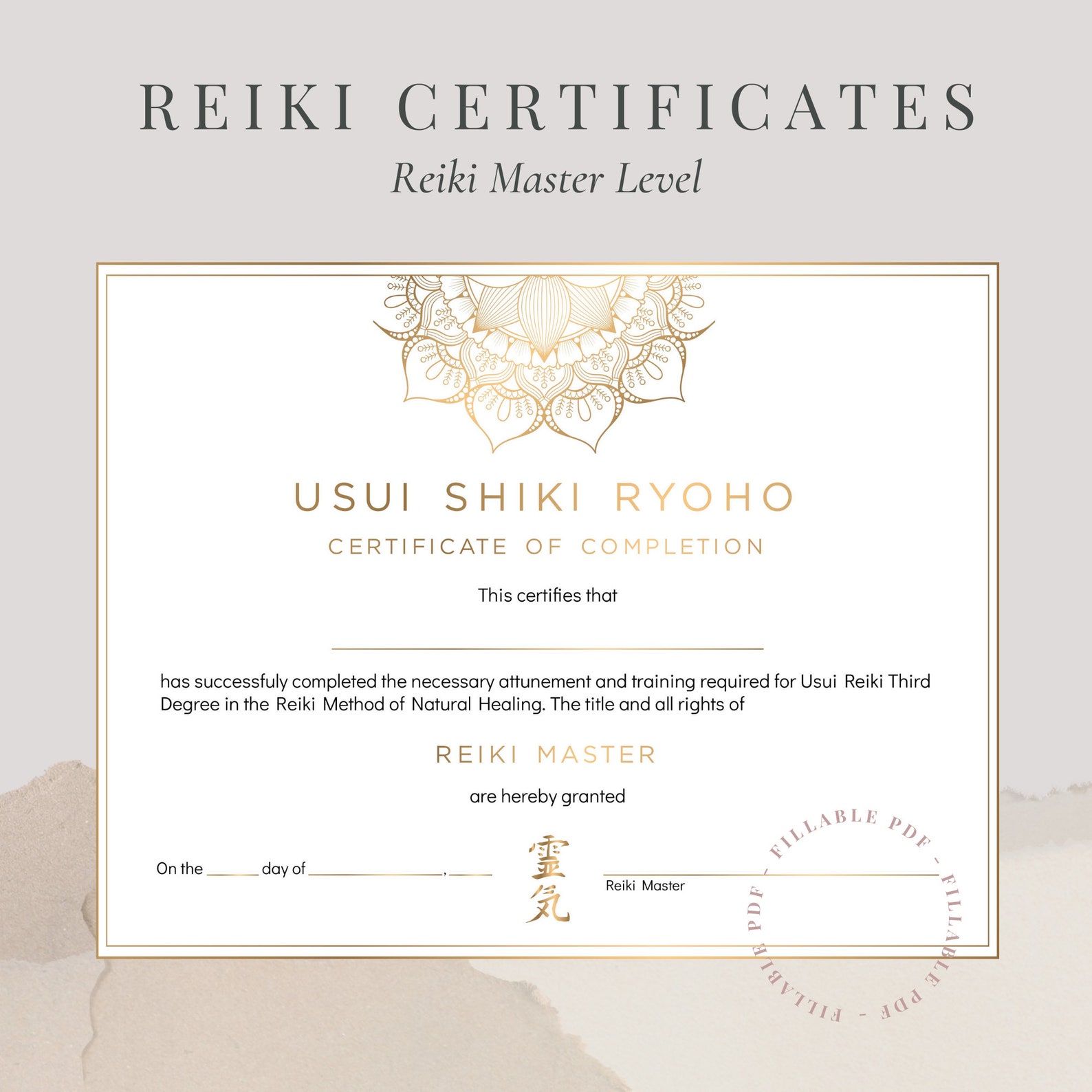 Reiki Certificates Levels I II and Master Editable PDF | Etsy