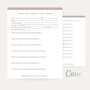 Feng Shui New Client Forms - Canva Template - Etsy