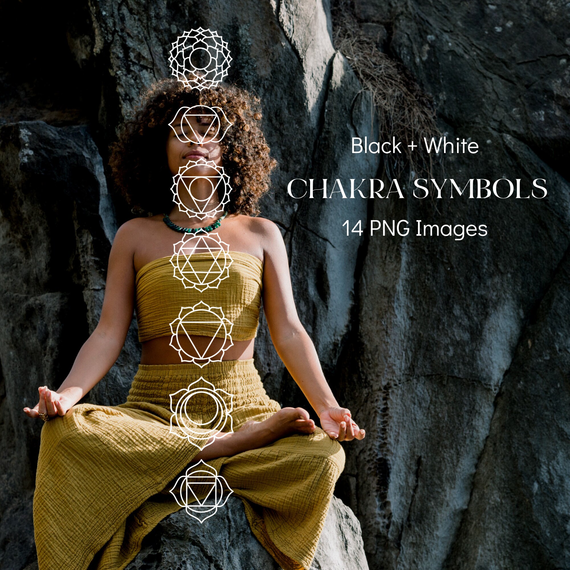 Black and White Chakra Symbols Black Chakra Clipart White - Etsy