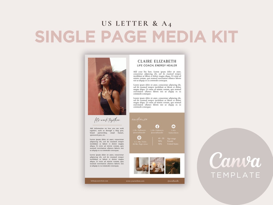 Single Page Media Kit Canva Template, US Letter & A4 (digital Download ...
