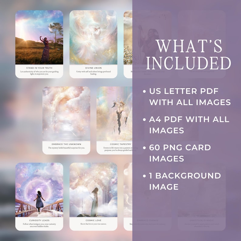 Printable Oracle Cards, 60 Printable Tarot Cards, Downloadable Oracle ...