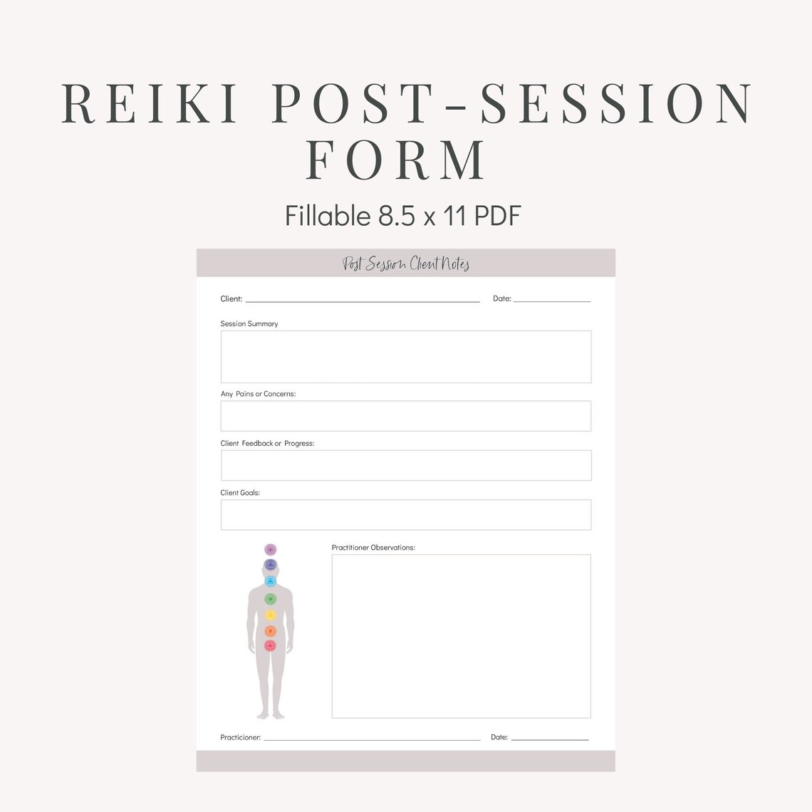 Reiki Post-Session Client Form | Etsy