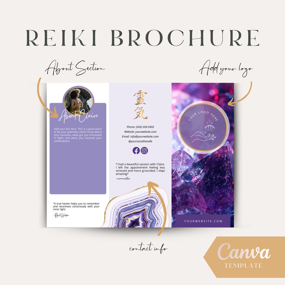 Reiki Brochure - Canva Reiki Brochure - Etsy