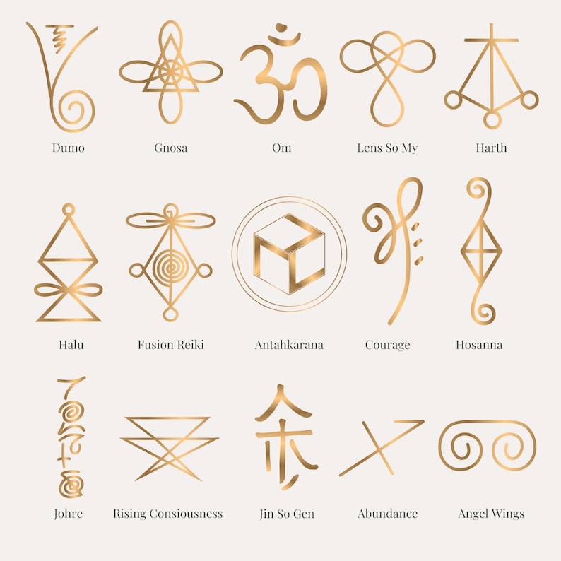 Gold Reiki Symbols – 35 PNG Clipart, Transparent Background (digital ...