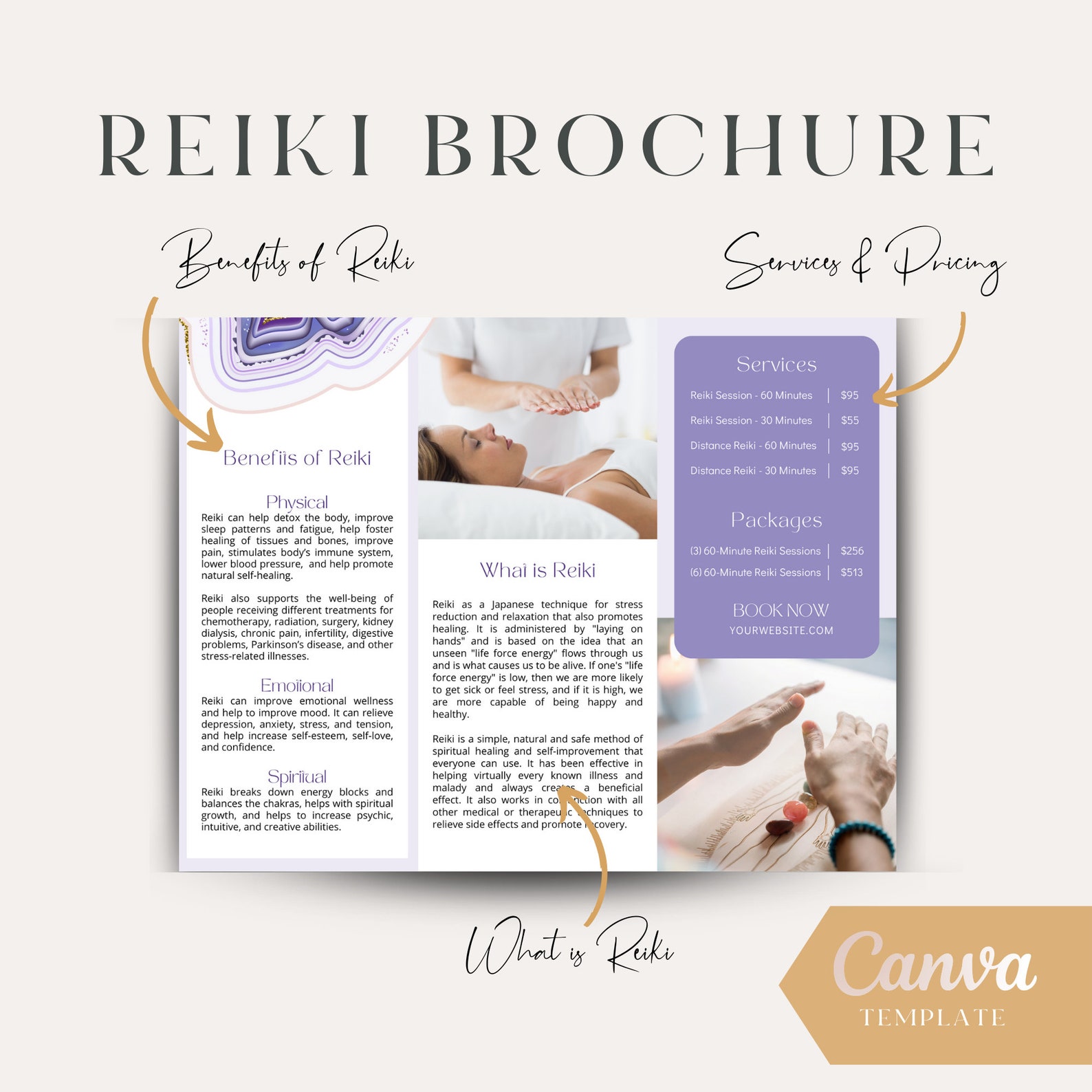 Reiki Brochure Canva Template - Editable 11x8.5" (digital Download) - Etsy