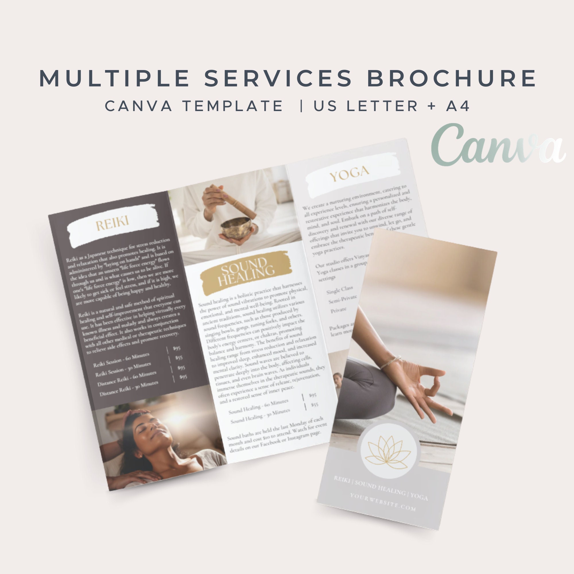Reiki, Sound Healing, Yoga Brochure - Editable Canva Template - Etsy