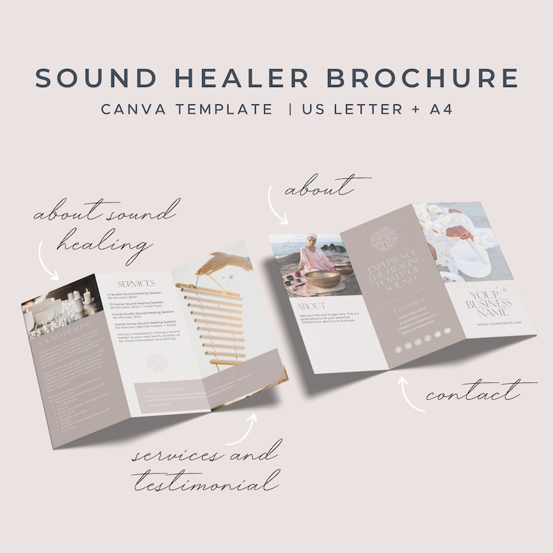 Sound Healer Brochure - Canva Brochure Template - Etsy