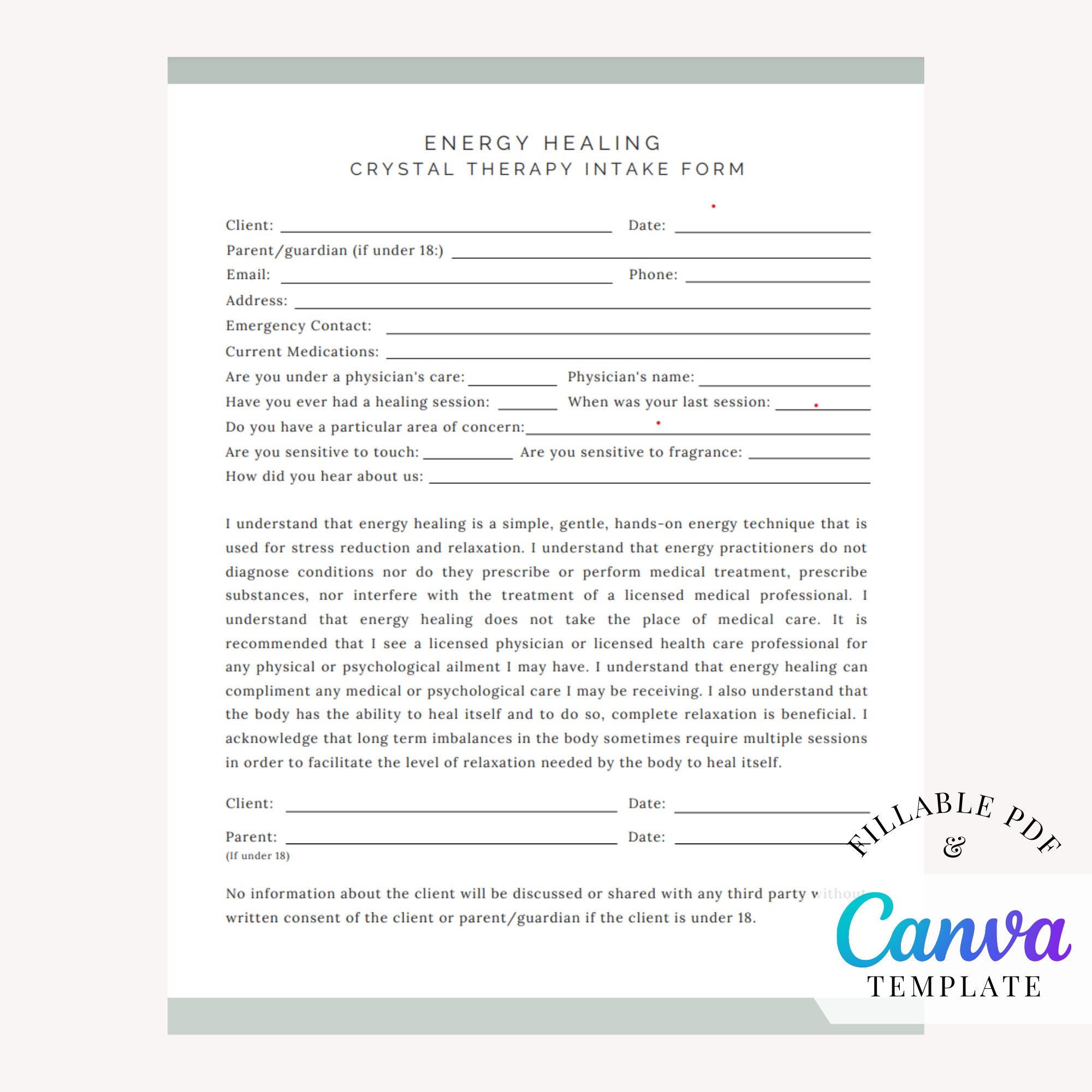 Energy Healing Crystal Therapy Intake Form - Etsy