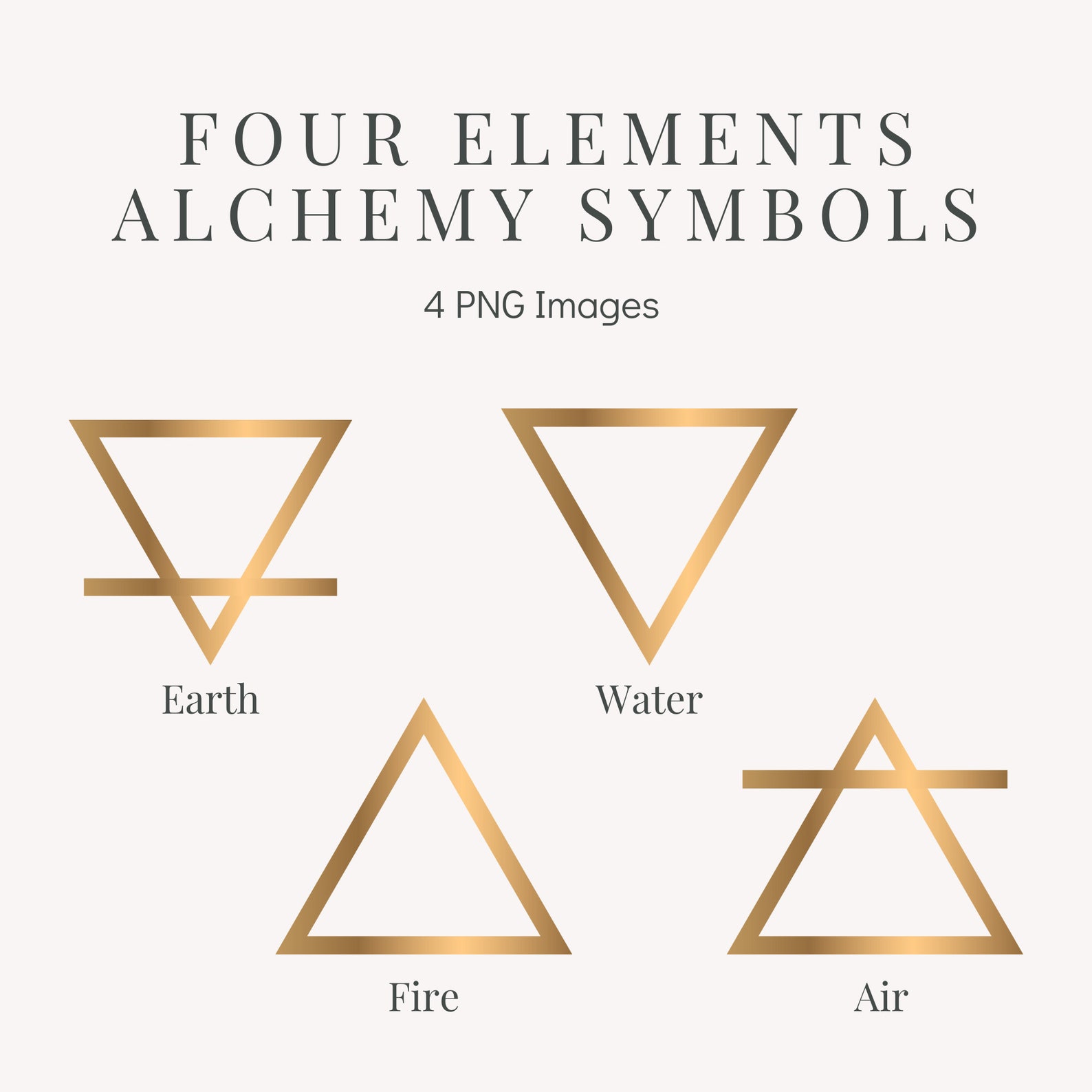 Gold Four Elements Alchemy Symbols - PNG Symbols - Etsy