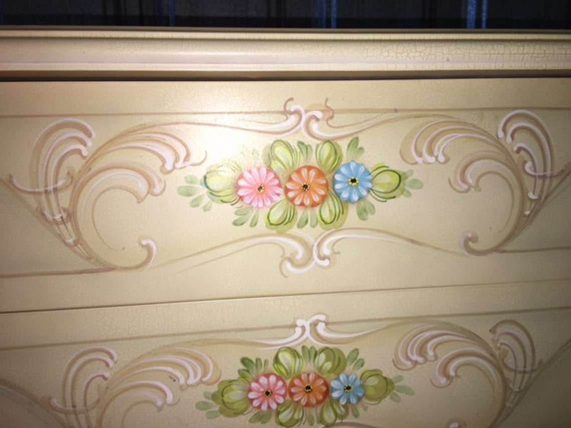 Vintage French Baroque Hand Painted Custom Tailored Dining Room W/sofa ...
