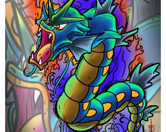 Gyarados Stickers | Etsy