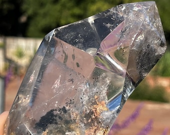 Clear Garden Quartz Polished Slab Slice Lodalite Lodolite Rainbows ...