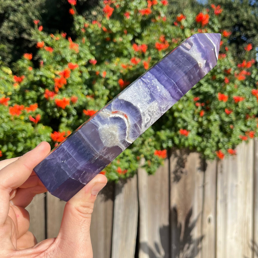 Fluorite Dark Purple Banded Crystal Tower Point Rare Patterns A Grade ...
