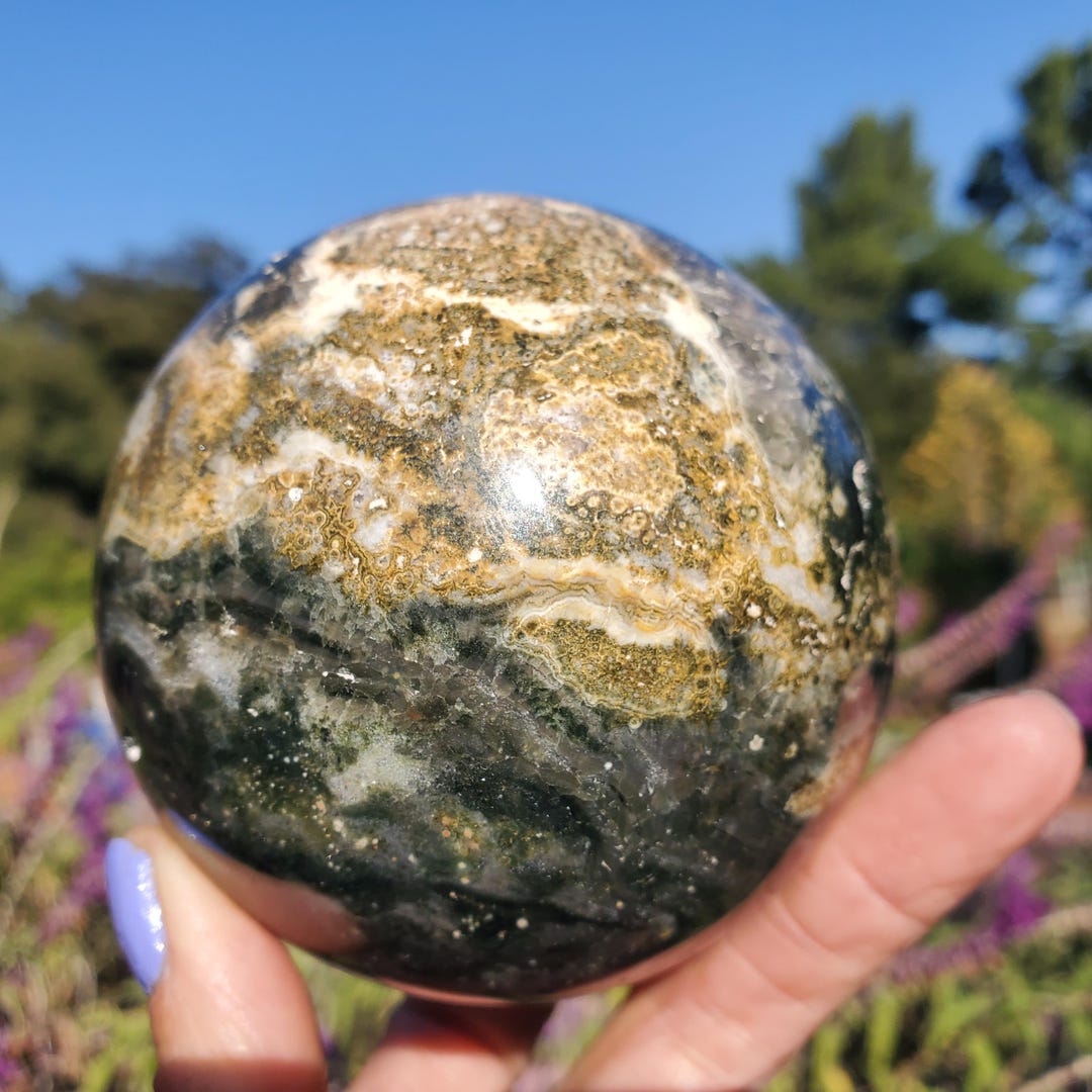 Large Ocean Jasper Sphere With Druzy Caves Marine Jasper A Grade 788 ...