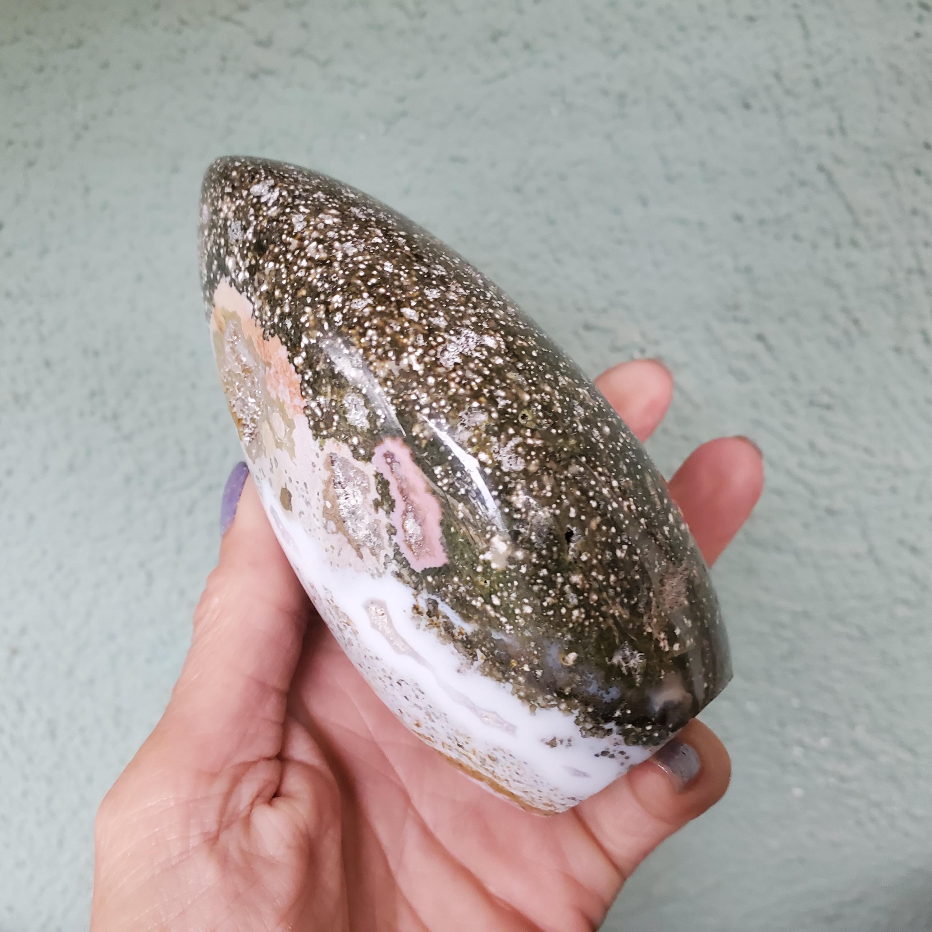 Ocean Jasper Standing Druzy Pink Freeform Crystal W/ Druzy Caves | 609 ...