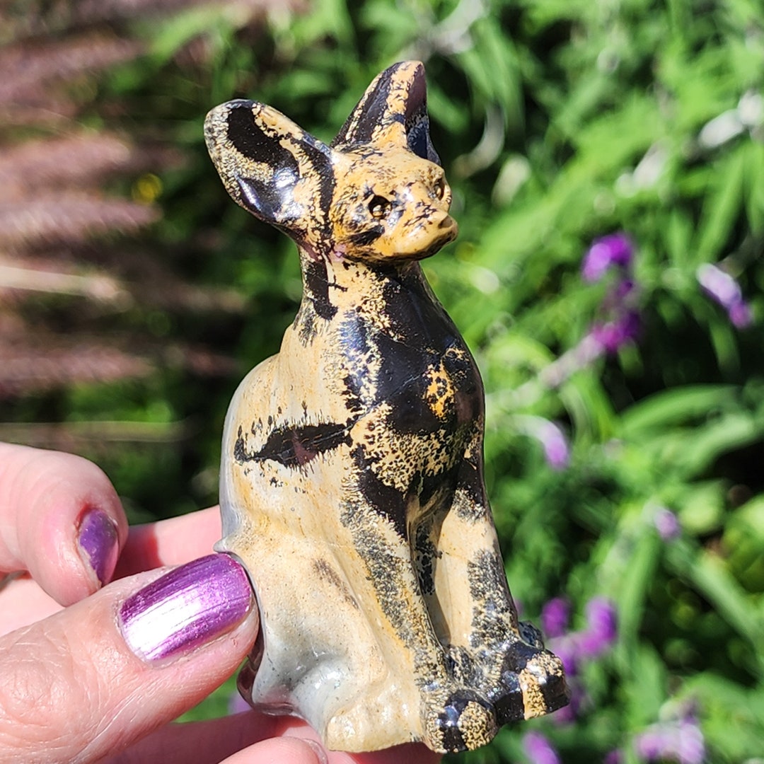 Sphynx Cat Figurine Picture Stone Crystal Kitty Handmade Carving 94 ...