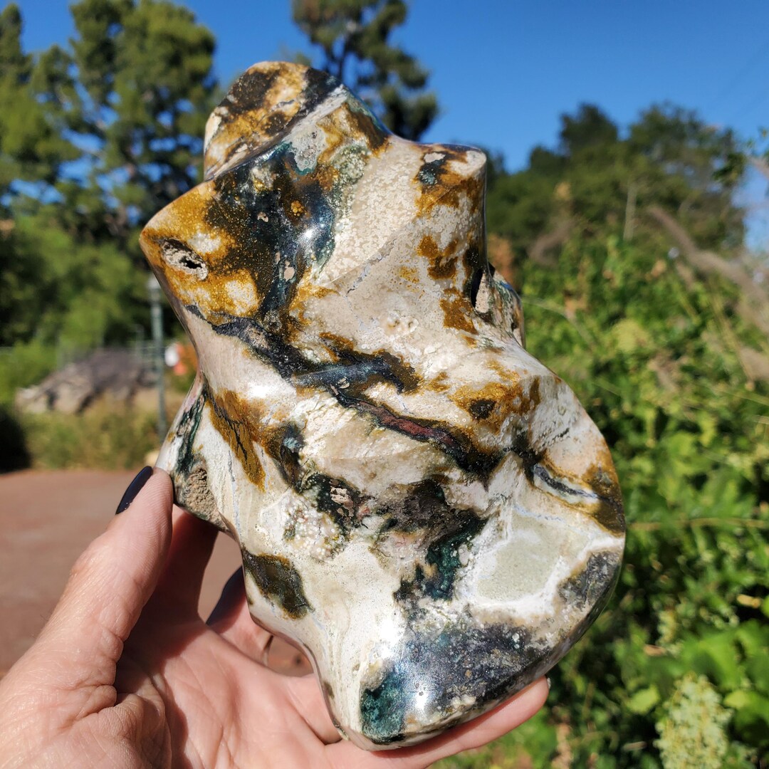 Ocean Jasper Muted Red Green Freeform Flame Healing Crystal | 1590 ...