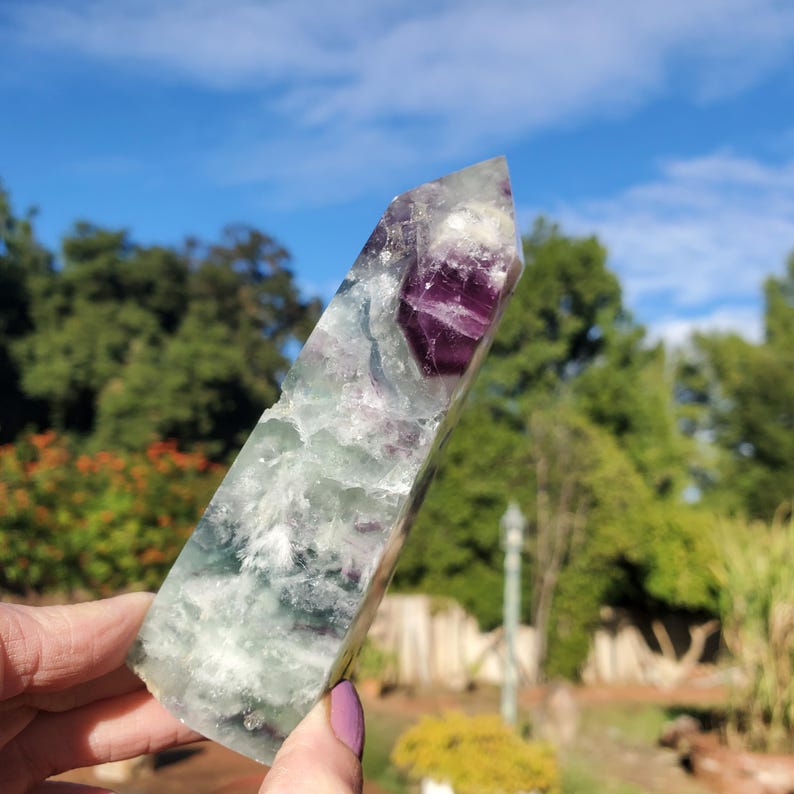 Snowflake Fluorite Feather Crystal Tower Point 304 Gram - Etsy