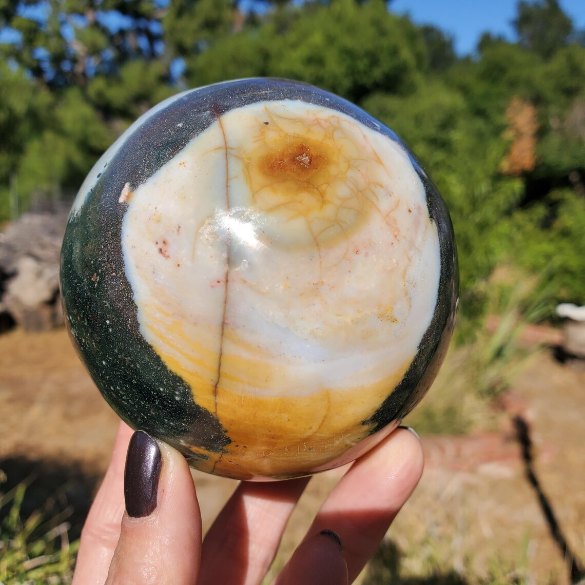 Large Ocean Jasper Sphere W Caves Marine Jasper 868 Grams | 2lbs 1oz ...