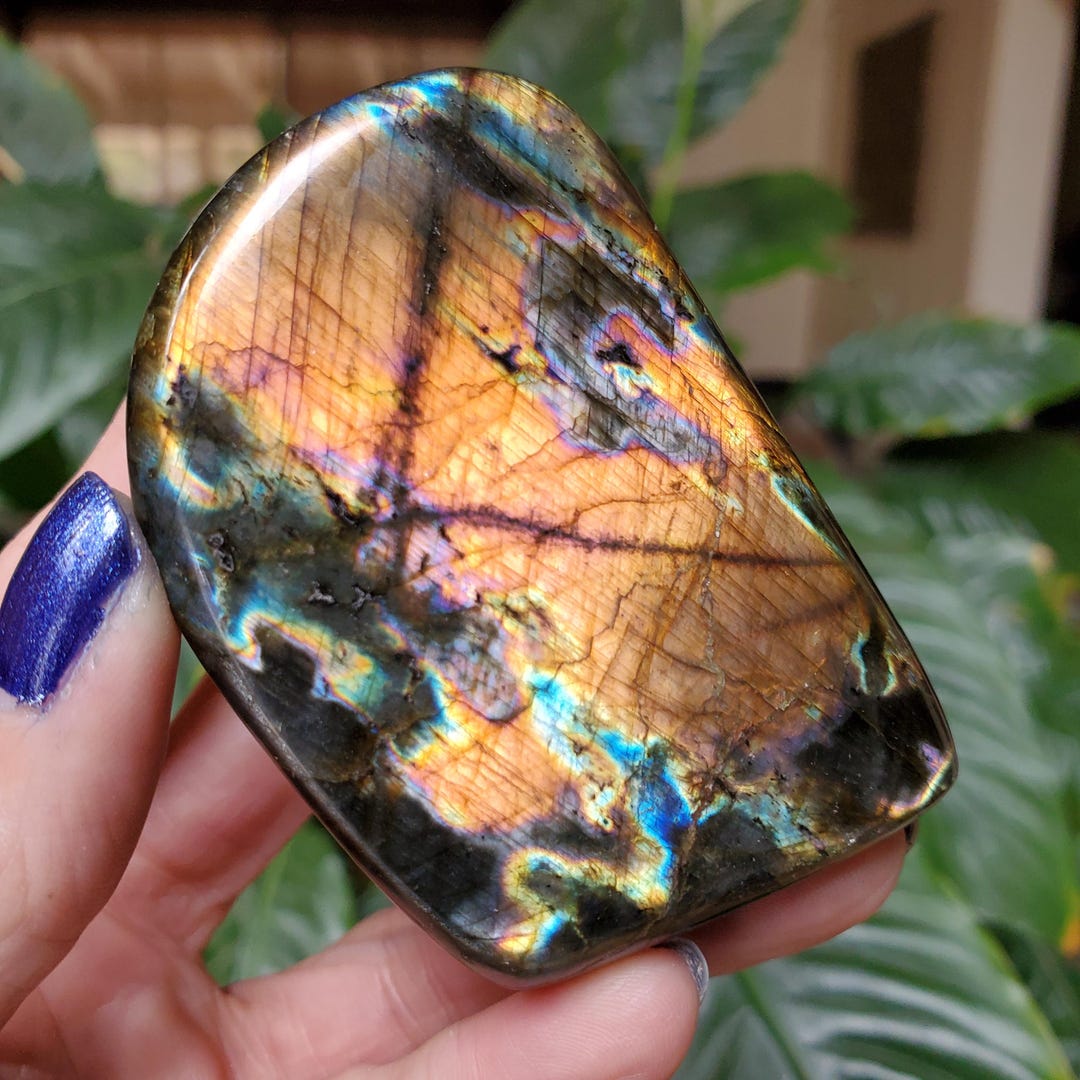 Labradorite Spectrolite Pink & Golden Flash Crystal Slab Freeform 176 ...