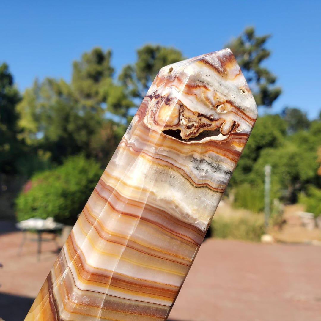 Onyx and Dendrite Orange Calcite Banded Cave Crystal Tower 720 Grams ...