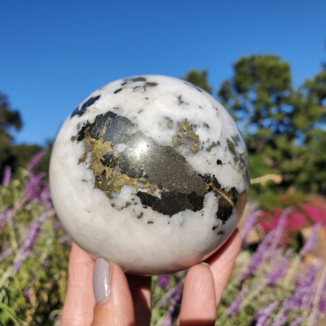 Rare Milky Agate Pyrite Chalcopyrite Sphere A Grade 892 Grams 2lbs 1oz ...