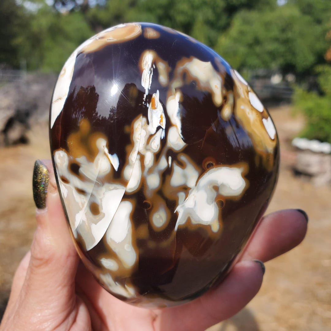 Orca Agate White Brown Stone Crystal Freeform Specimen Rock 402 Grams ...