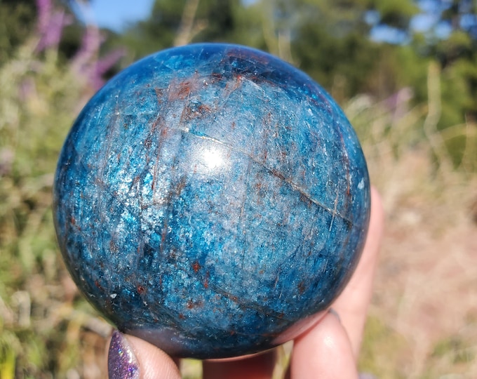 Blue Apatite Crystal Sphere Bright Blue Flashy 292 Grams | 57MM AA ...