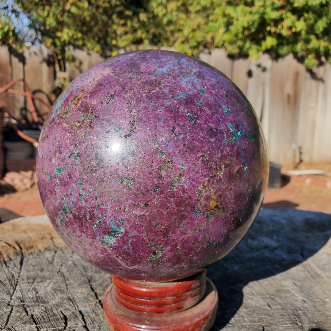 19lbs+ Red Ruby in Kyanite Crystal Sphere Highly Uv-reactive | Grade ...